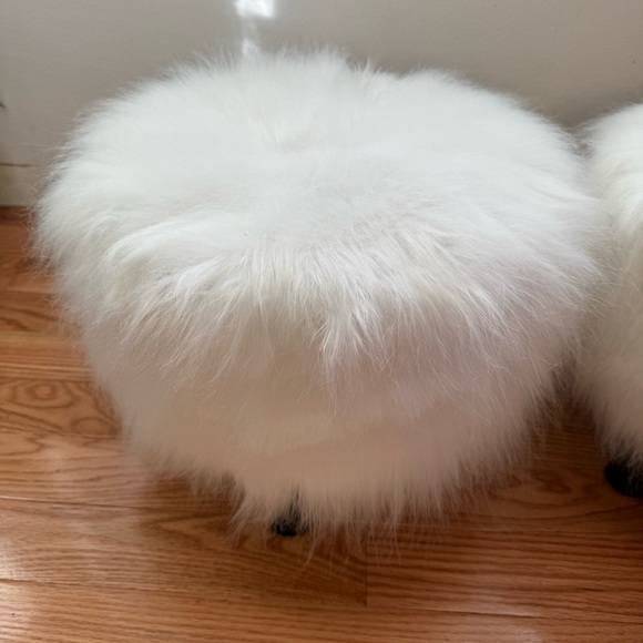 Dining | Linon Flokati Foot 16inch White Stool White Faux Fur Round ...